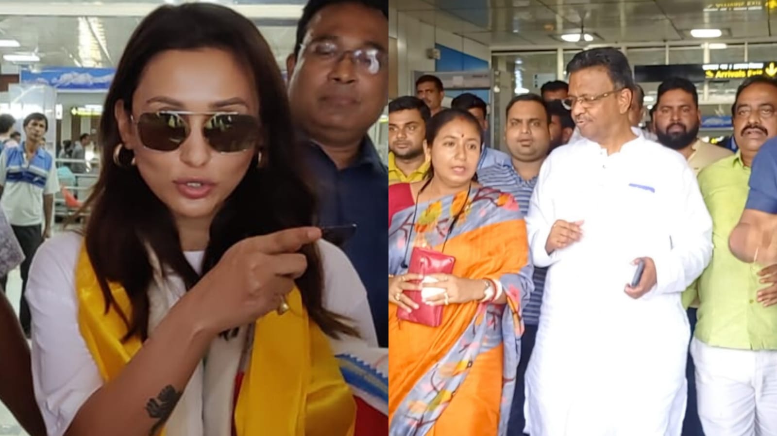 Minister Firhad Hakim and MP Mimi Chakraborty arrive to campaign for ...