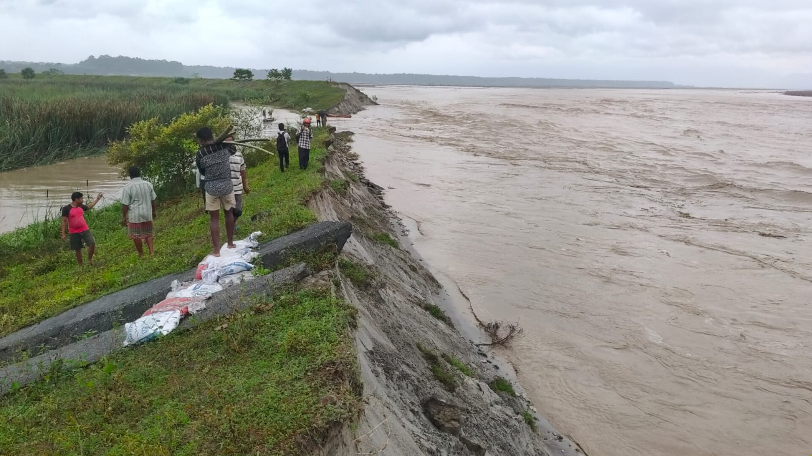 Teesta River embankment partially damaged in Gajoldoba, repair works ...