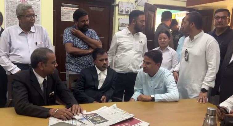 BJP candidate Raju Bista arrives for campaign at Siliguri court ...